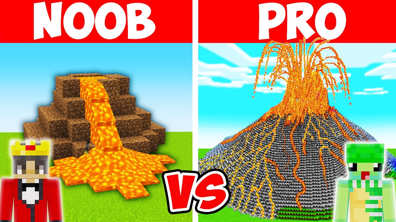 Minecraft NOOB vs PRO: GIANT VOLCANO HOUSE BUILD CHALLENGE - YouTube