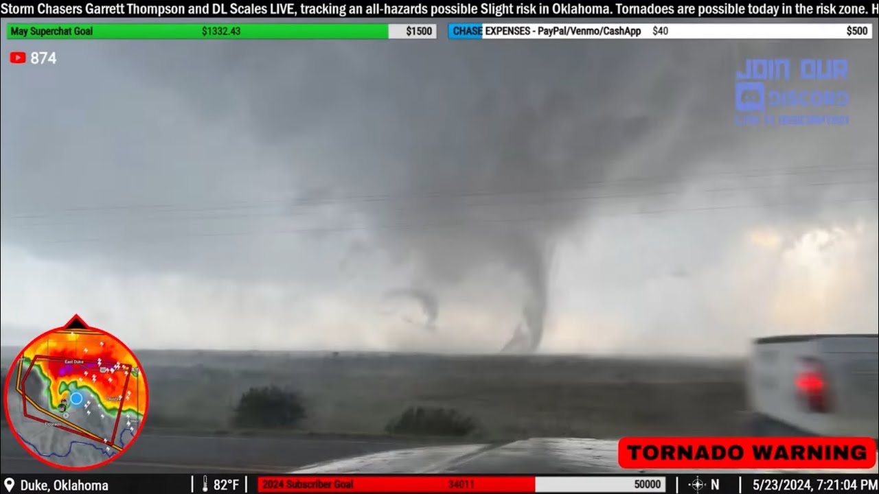 Multi-Vortex Tornado Near Altus, OK (5/23/24) - (Live Storm Chase ...
