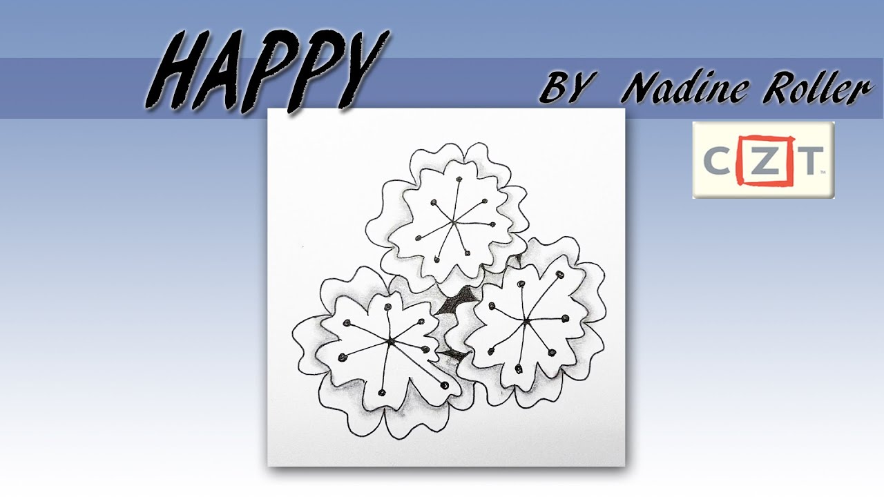 如何畫一般圖樣How to draw the Tangle Pattern HAPPY - YouTube