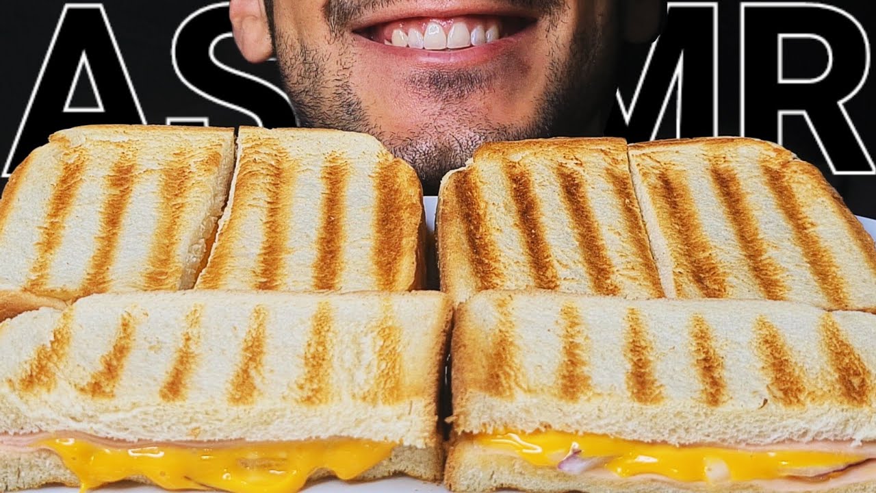 ASMR HAM GRILLED CHEESE SANDWICH (EATING SOUNDS) NO TALKING MUKBANG ...