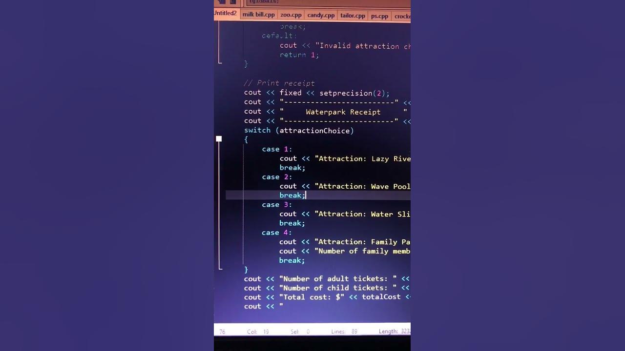 Waterpark Receipt C Coders Coding Codemasters Codingninja