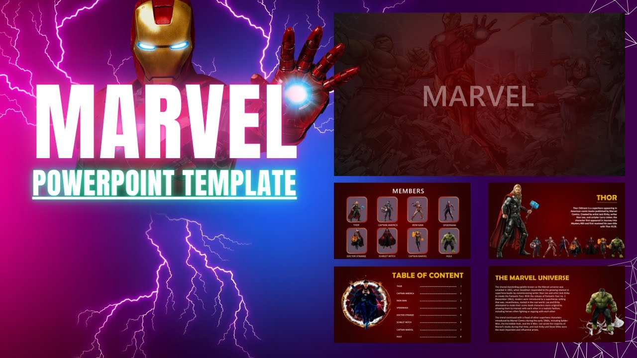 Marvel Theme-Inspired Editable PowerPoint Template | Free Download ⬇️ ...