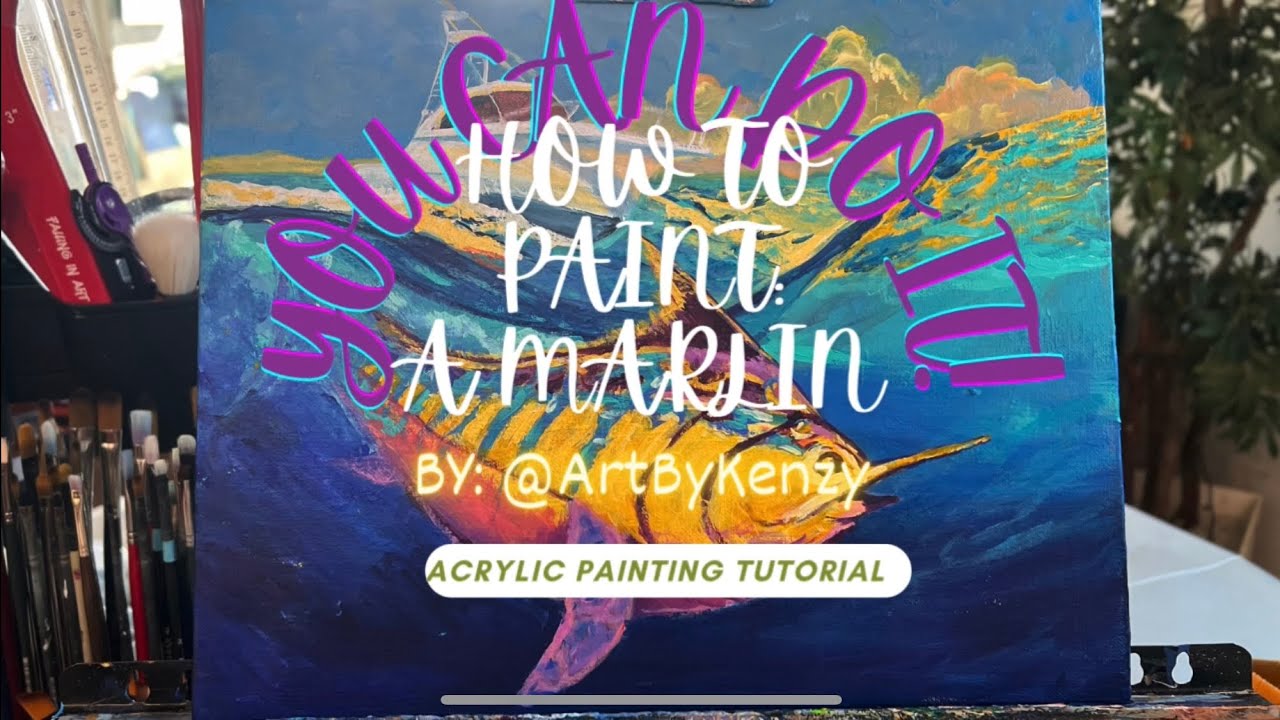 Easy acrylic painting tutorial for beginners | How to paint a Marlin ...
