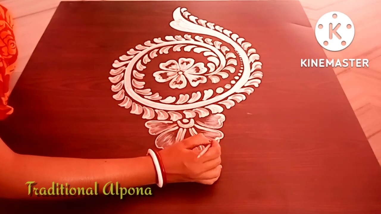 Very Easy Alpona Design for Diwali//How to Draw Alpona Design Step by ...