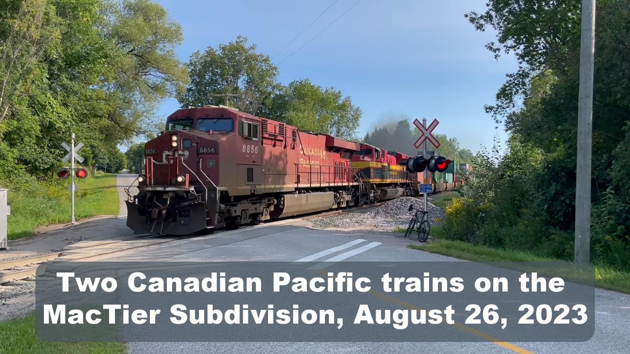 Two Canadian Pacific trains on the Mactier Subdivision near Coldwater ...