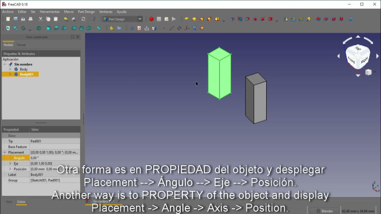 Cómo mover objetos con Freecad - YouTube