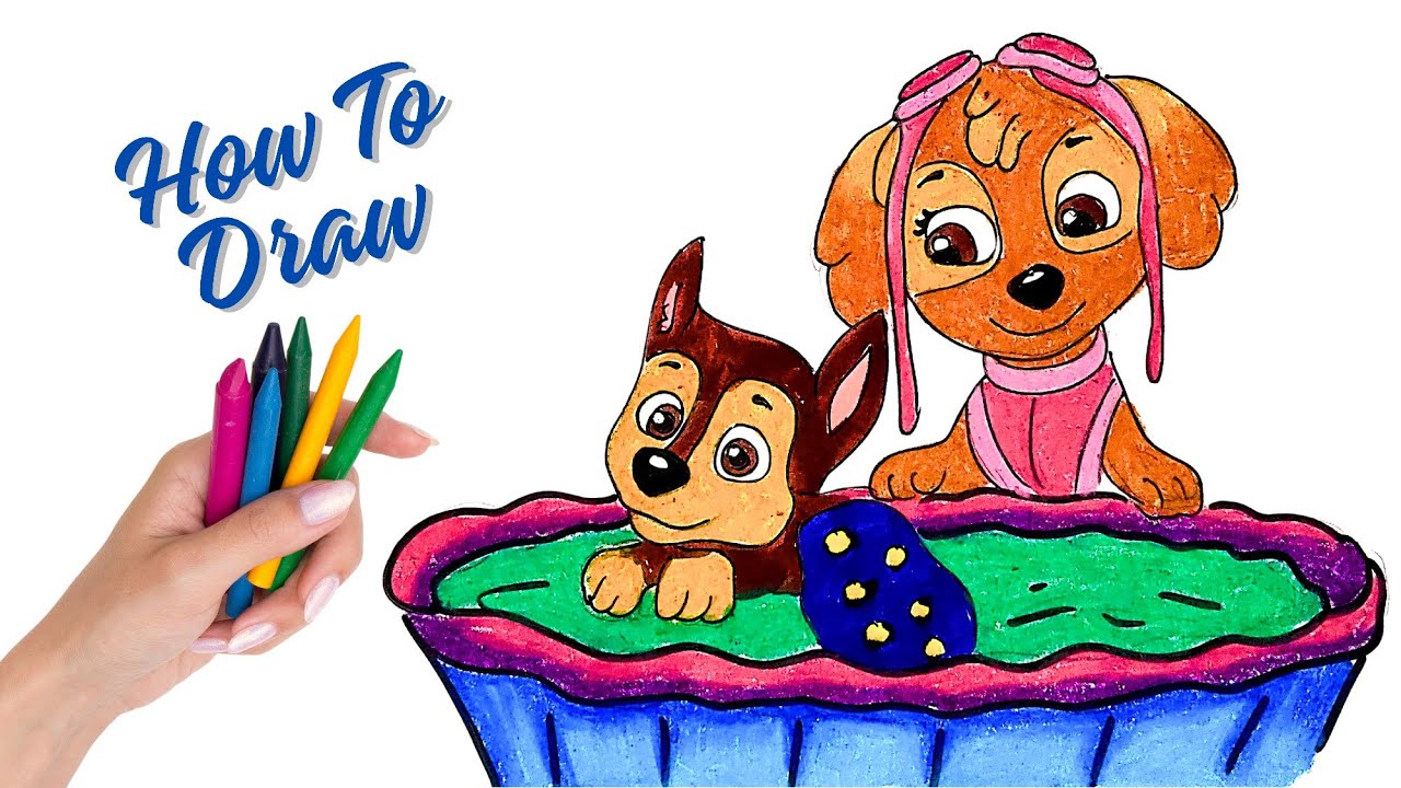 How to draw Chase & Skye - Paw Patrol || Easy drawing for kids - YouTube