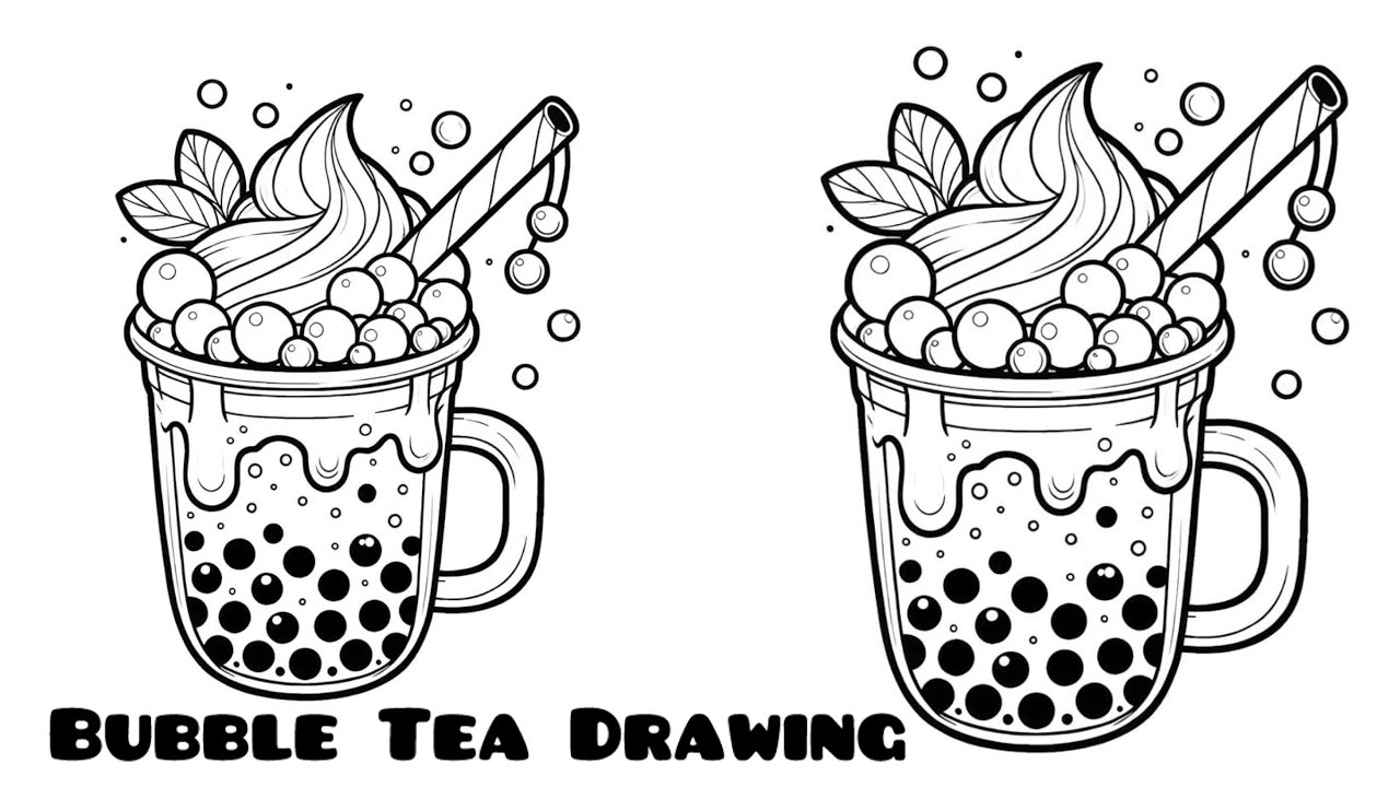 How To Draw Bubble Tea 🧋🧋Easy And Simple BubbleTea Drawing 🧋 # ...