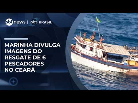 Marinha divulga novas imagens do resgate de pescadores após uma semana à deriva | #SBTBrasil
