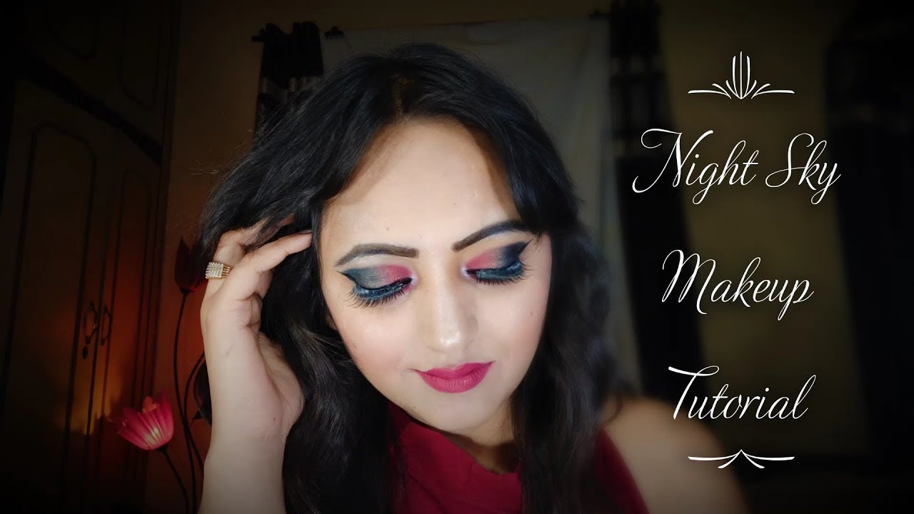 NIGHT SKY Makeup Tutorial | Party Makeup | Beach Wavy Hair - YouTube