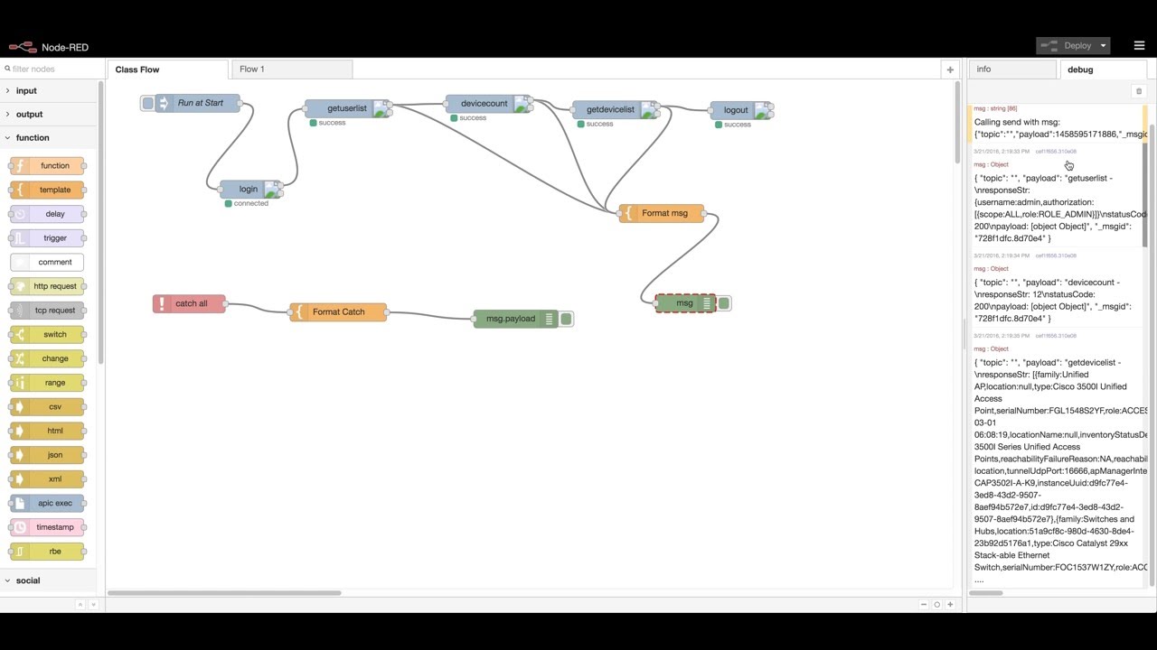 Cisco APIC EM Node Red Example - YouTube