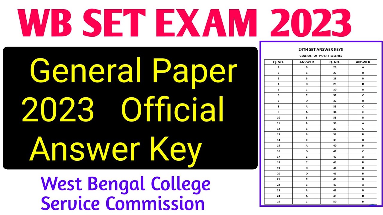 WB SET Exam 2023 General Paper Official Answer Key - YouTube