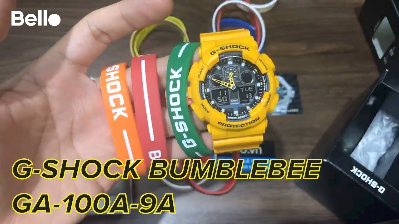 G SHOCK GA-100A-9A: G-SHOCK BUMBLEBEE VÀNG ĐEN SIÊU ĐẸP - YouTube
