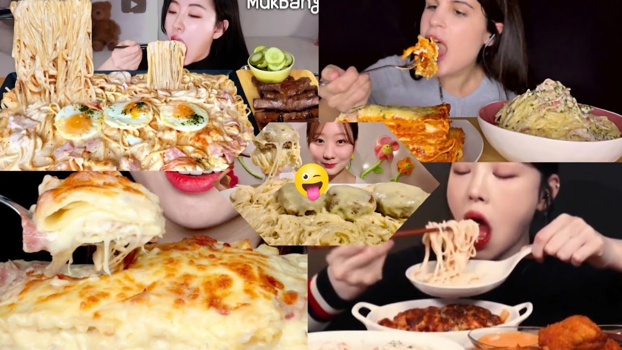 Best MUKBANG compilation creamy Pasta Spaghetti+ Macaroni || BIG BITE ...
