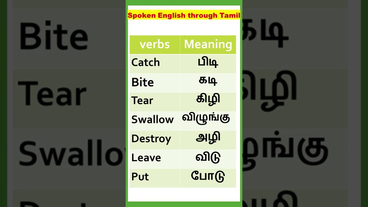 Spoken English through Tamil || verbs - YouTube