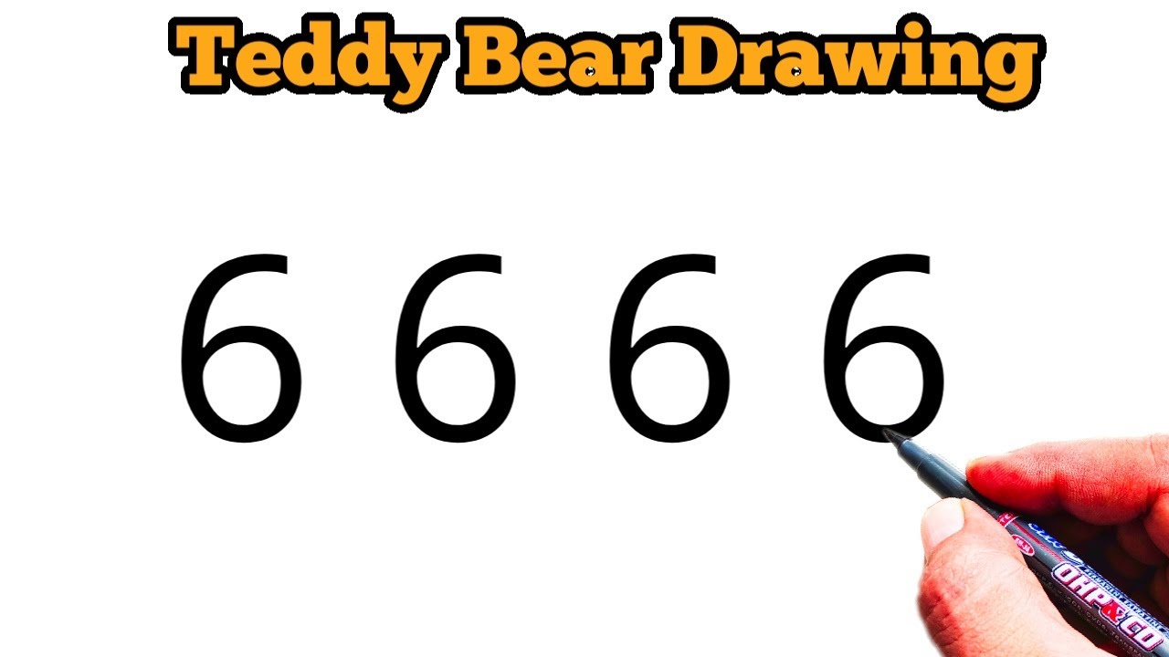 Teddy Bear Drawing From 6666 Number | Easy drawing From 6666 Number ...