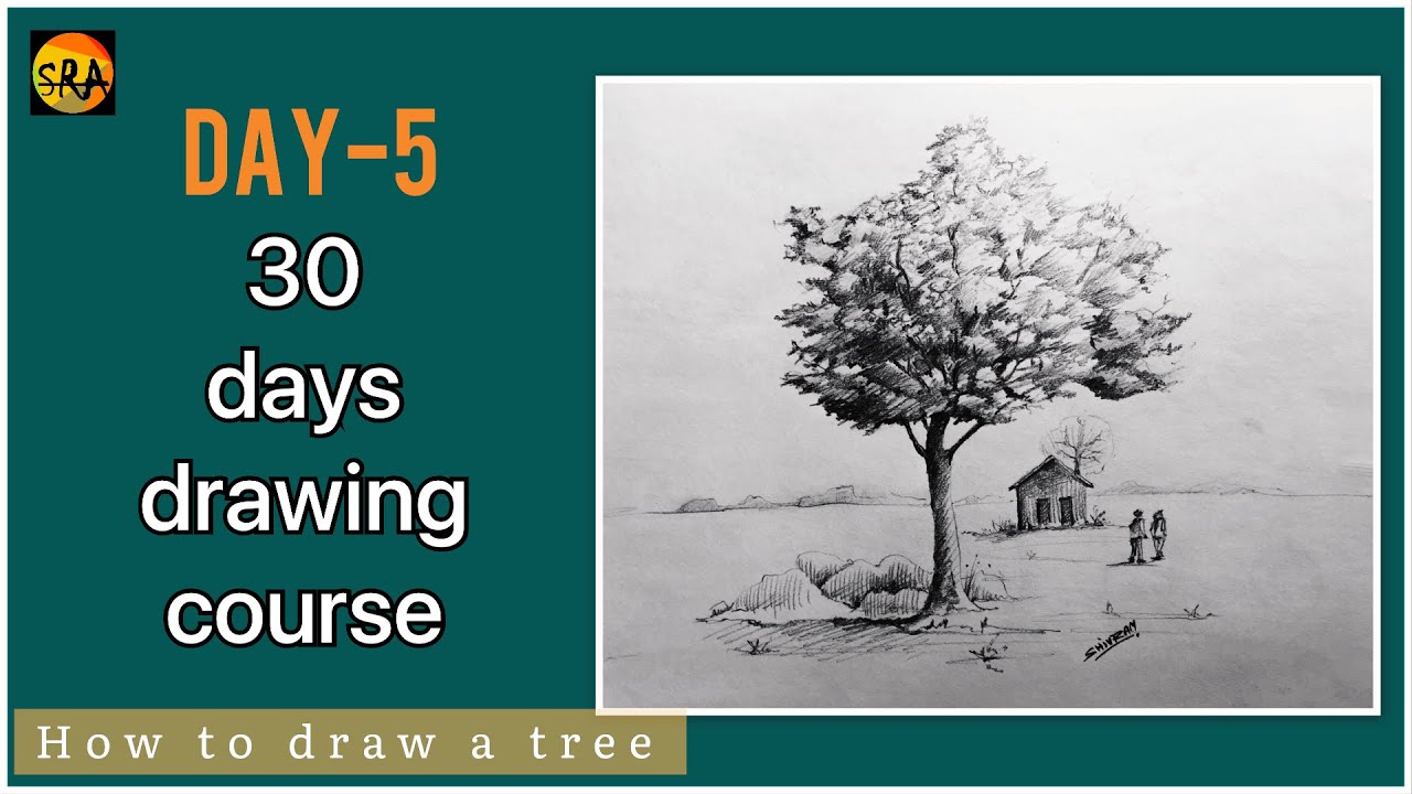 How to draw a tree l 30 days drawing course (Day-5) - YouTube