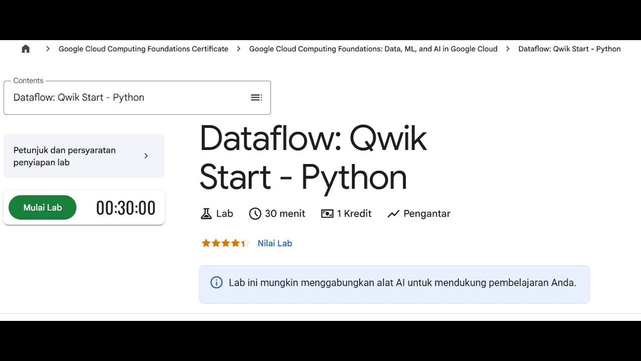 Lab 4 - Dataflow: Qwik Start - Python | 04 Google Cloud Computing ...