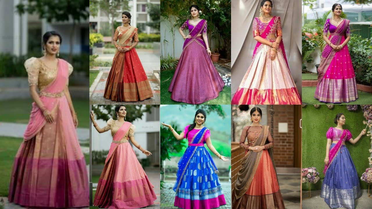 half saree draping in different styles/half saree wearing styles/half ...