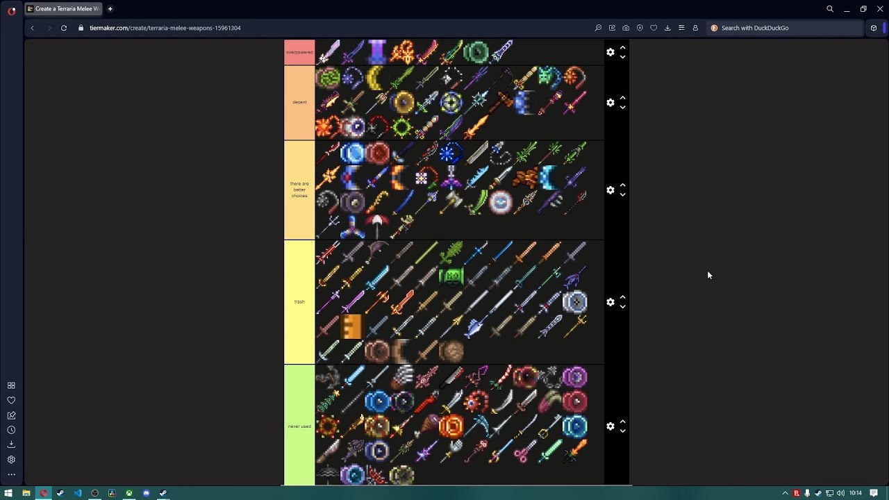 Terraria melee weapon tierlist - YouTube