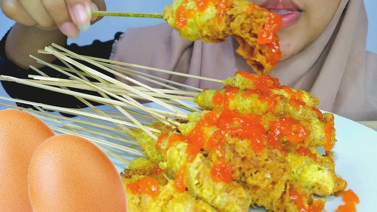 bukan MUKBANG ASMR 5 BUTIR TELUR JADI BERAPA TUSUK TELUR GULUNG? ENAK ...