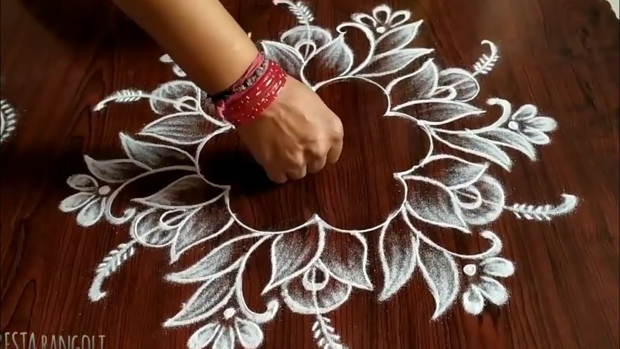 simple easy latest daily kolam only (3) dot's... - YouTube