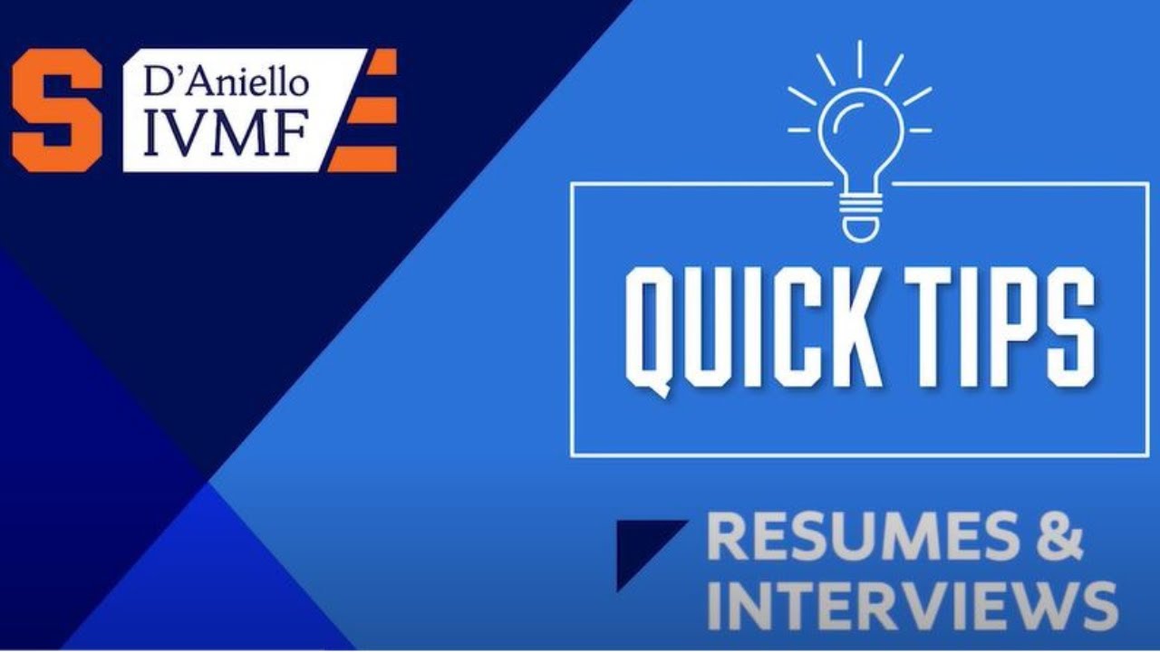 IVMF Quick Tips - Resumes & Interviews - YouTube