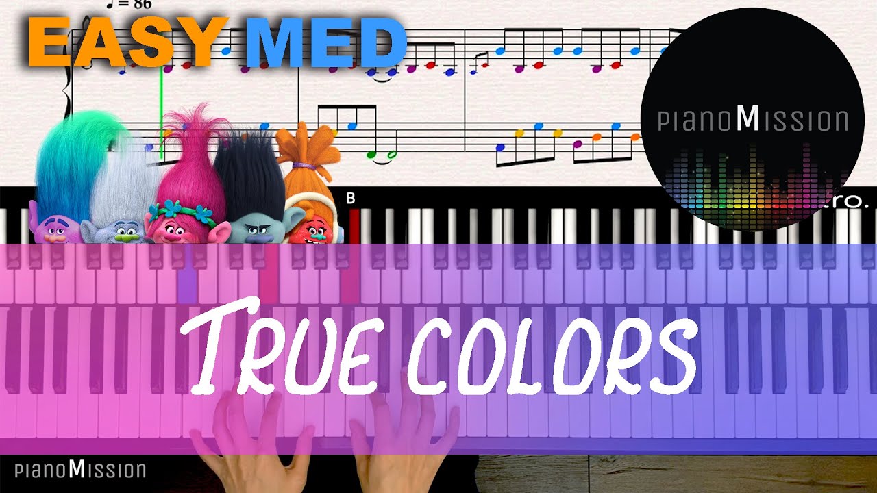 [Real Piano Tutorial] TRUE COLORS_Trolls with music Follow-Up Tutorial ...