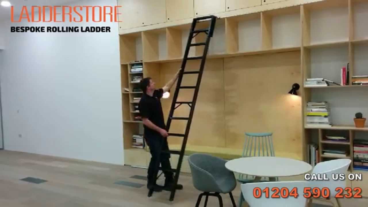 Ladderstore Bespoke Rolling Ladder Demonstration - YouTube
