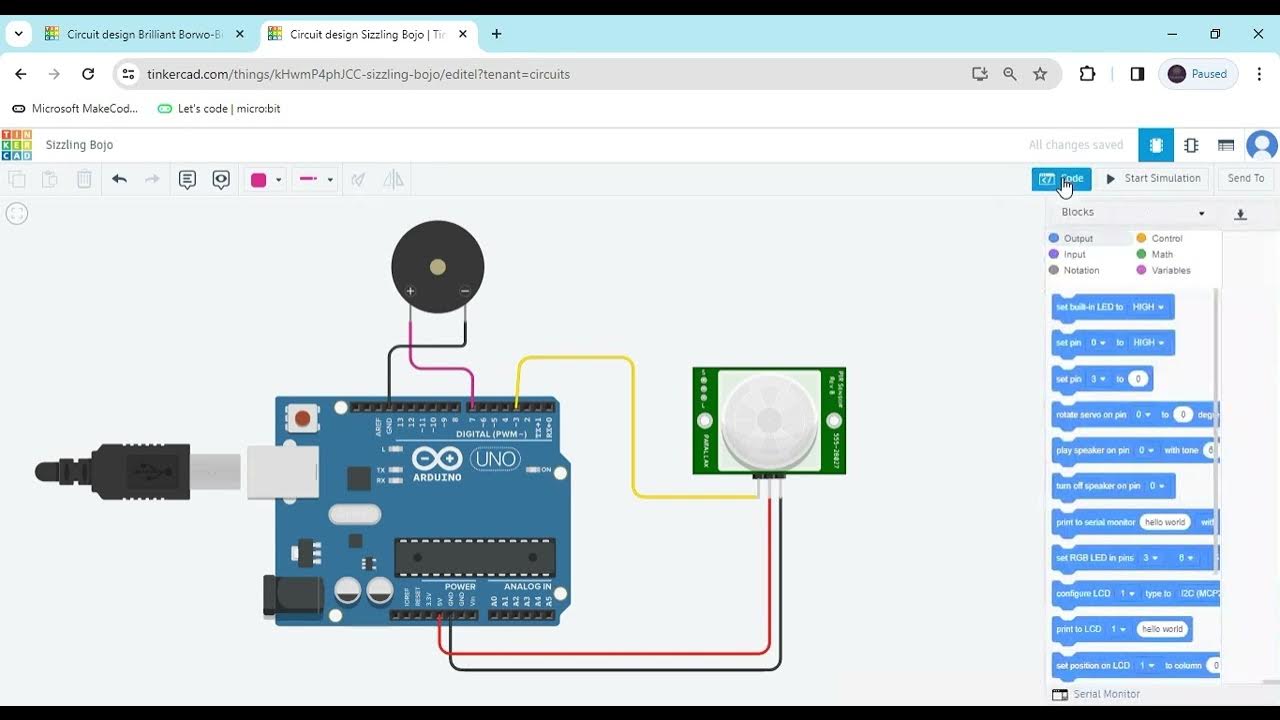 Touchless Door Bell Arduino Tinkercad - YouTube