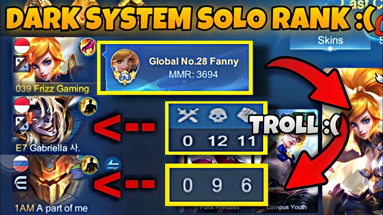 R.I.P MMR!!?, SOLO RANK KETEMU 2 DARK SYSTEM DARI MOONTON :) | Mobile Legends - YouTube