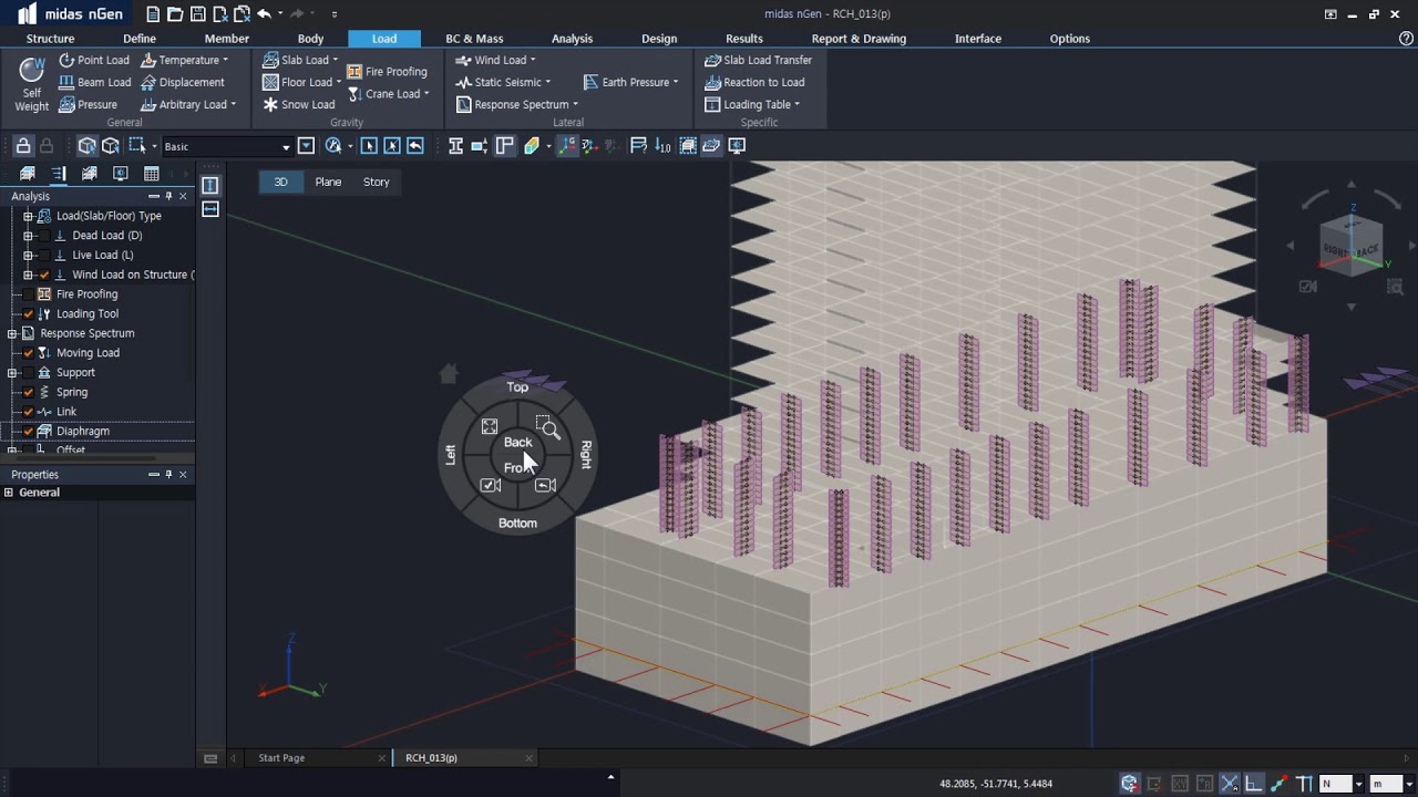 [midas nGen Tutorial] High Rise Reinforced Concrete Building_Load & B.C 04. Assign Wind Load ...