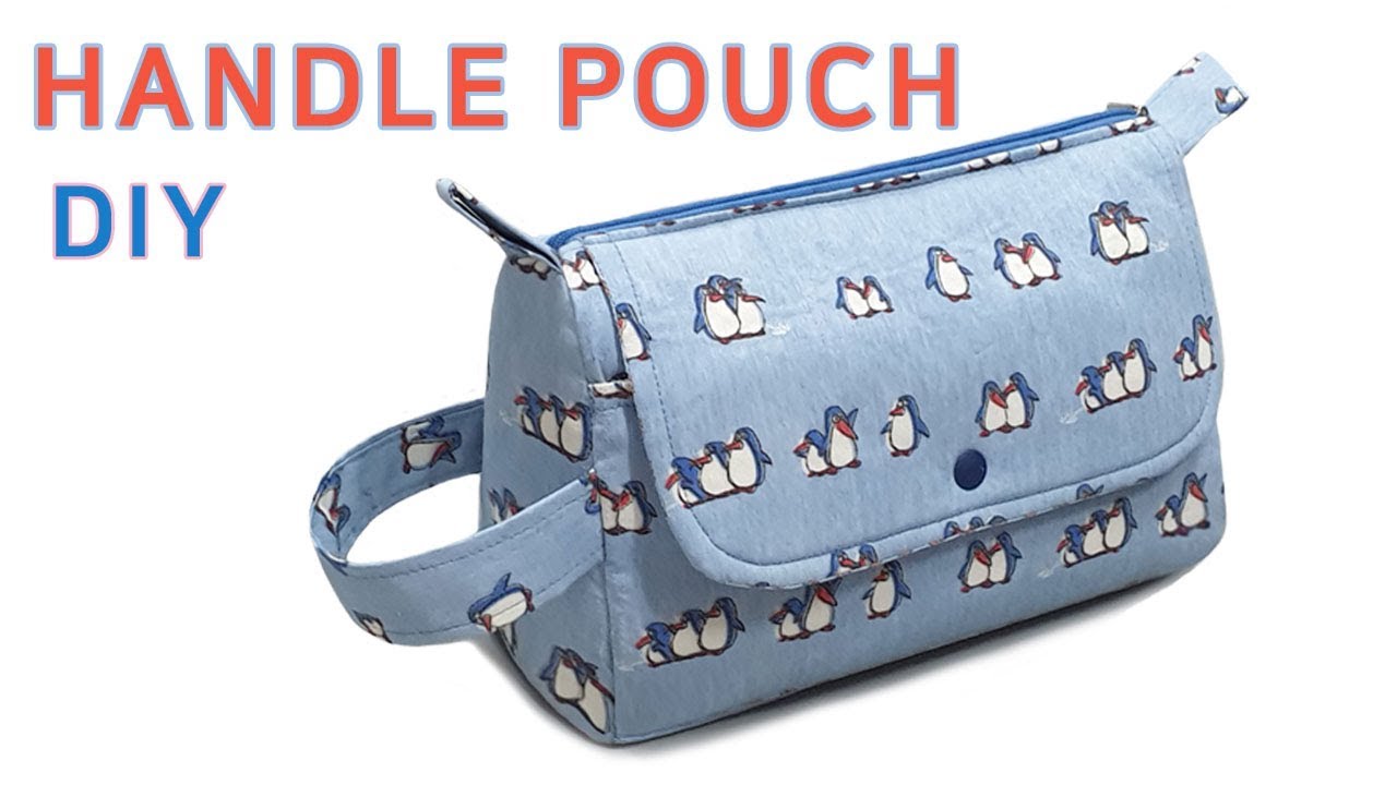 DIY손잡이 파우치/코스메틱 파우치만들기/handle pouch/handle pouch tutorial - YouTube