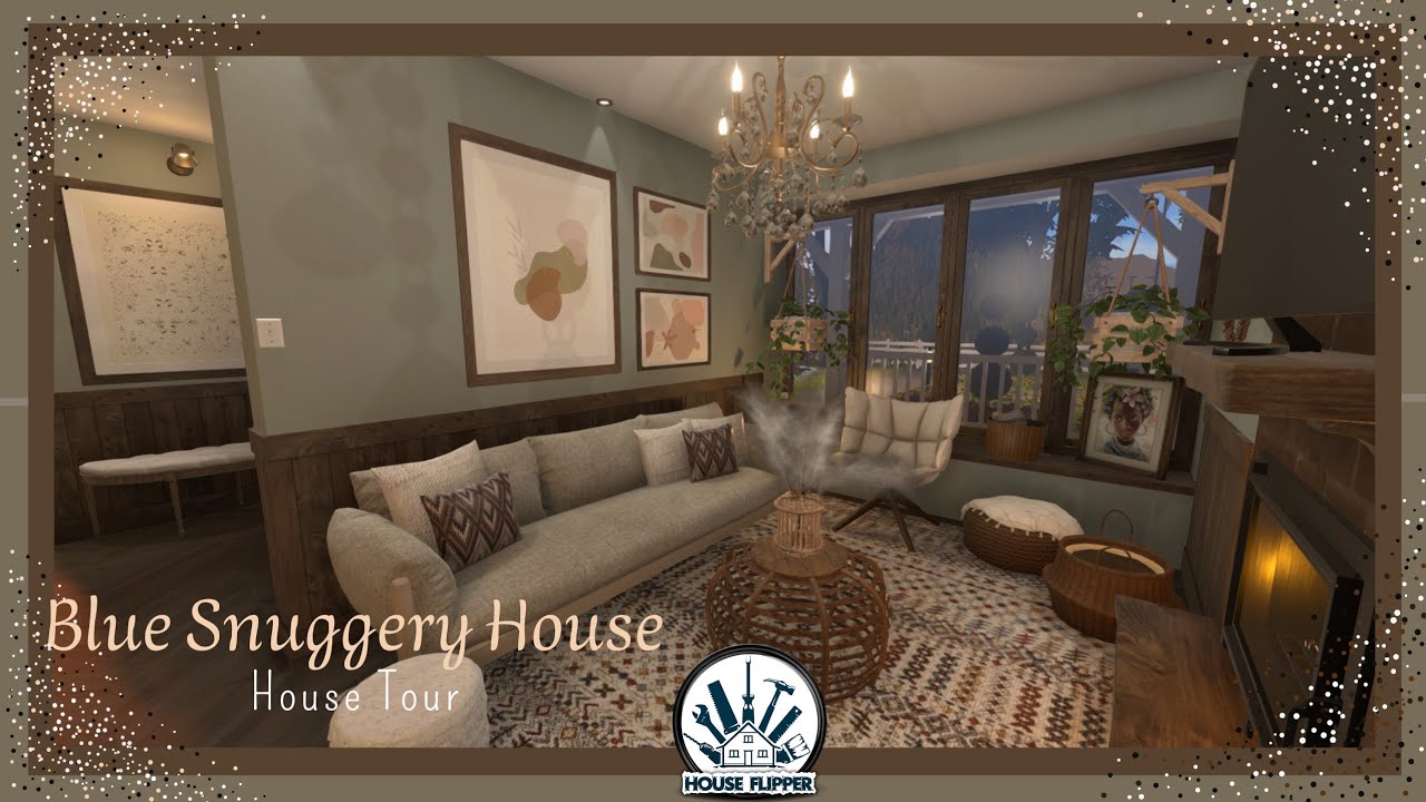 HOUSE FLIPPER| PETS DLC| Blue Snuggery (Boho Style)| House Tour - YouTube