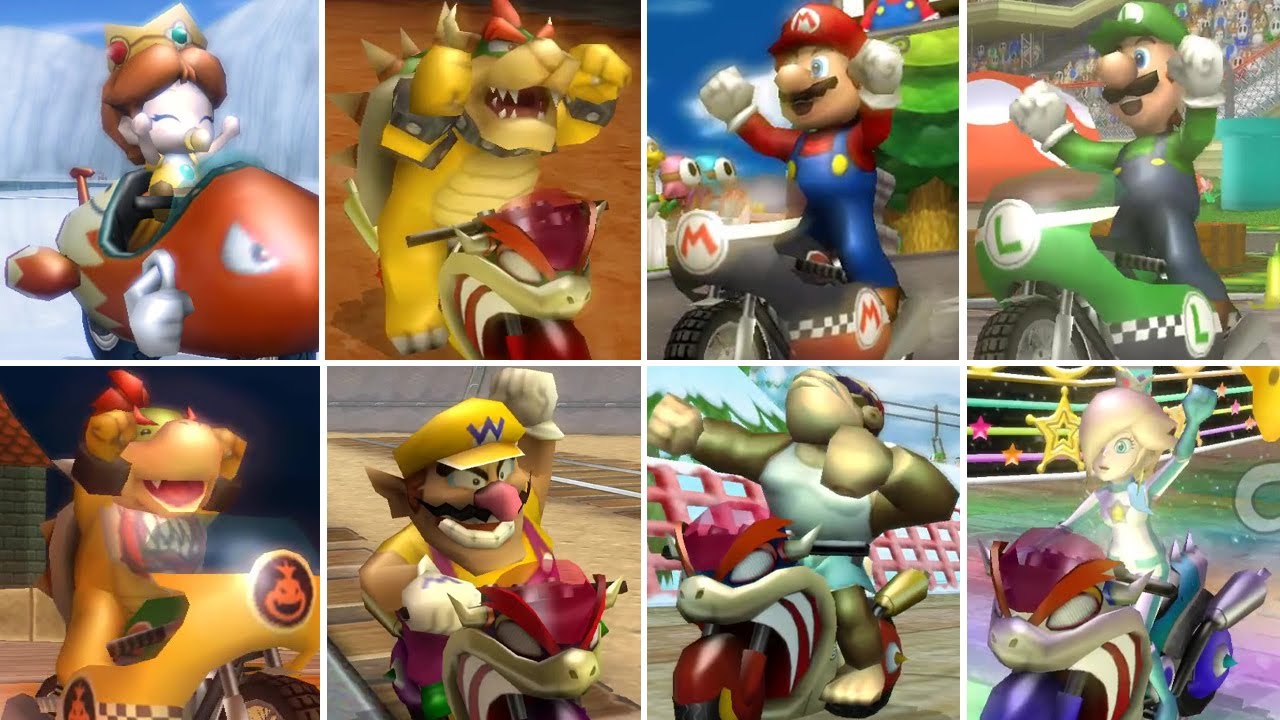 Mario Kart Wii - All Characters Winning Animations - YouTube