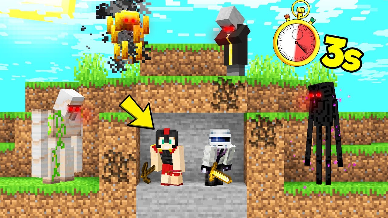 ¡MINECRAFT pero CADA 3 SEGUNDOS APARECE un MOB! 😱☠️ INVICTOR RETO ...