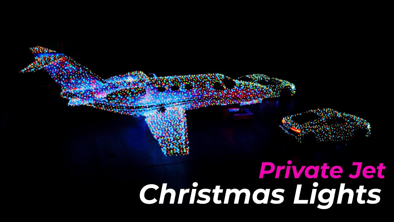 How to wrap your Private Jet in Christmas Lights! Santa is flying ...
