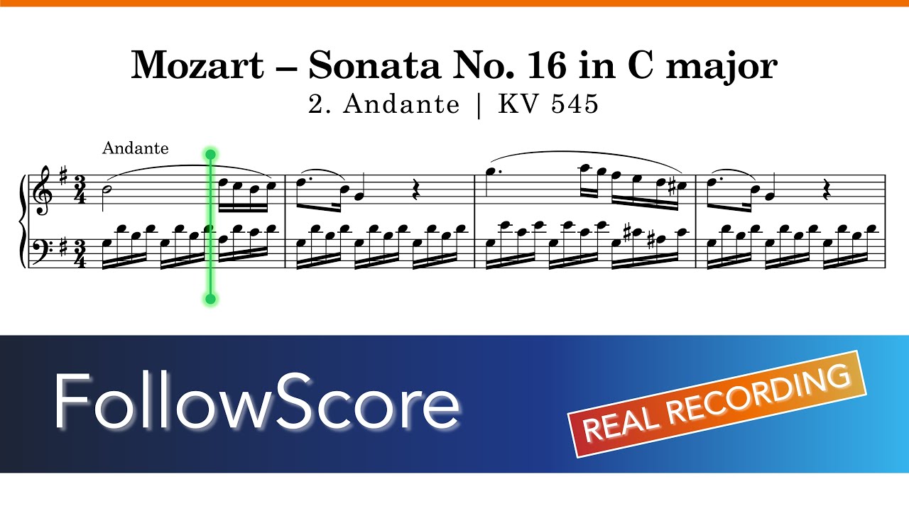 Mozart – Sonata No. 16 in C major, KV 545: Andante (2nd Movement ...
