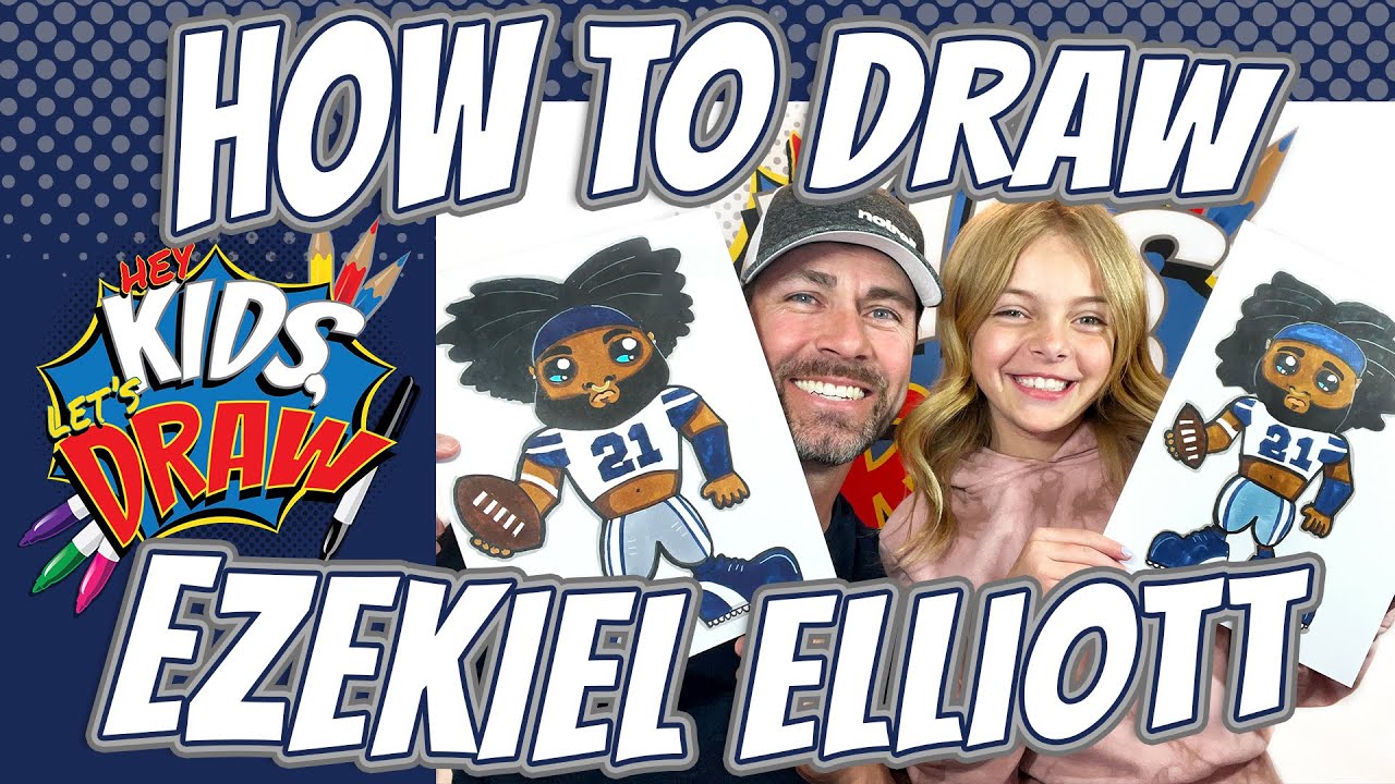 How to Draw Ezekiel Elliott for Kids - Dallas Cowboys - YouTube
