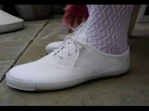 white plimsolls and white socks