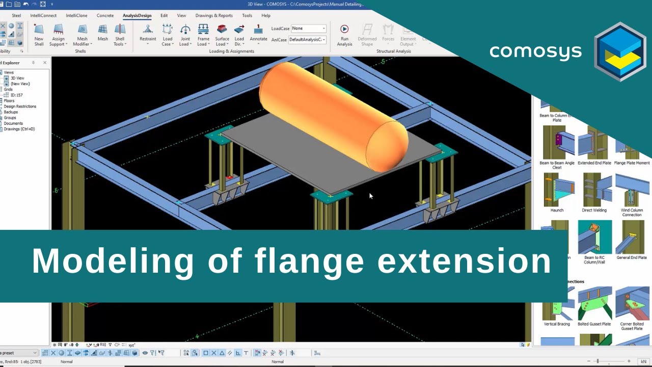 Comosys Steel Detailing Tutorials - Modeling of flange extension - YouTube