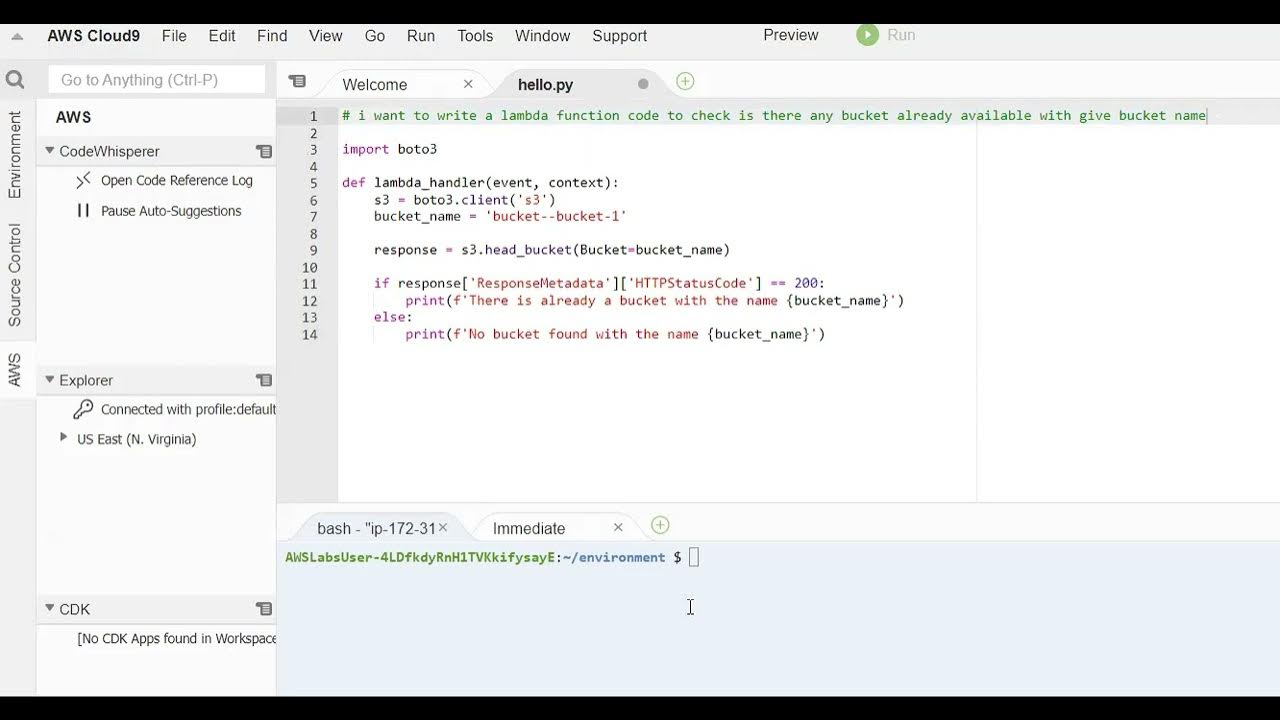 Hands On Lab Amazon Codewhisperer Ai Powered Code Suggestions And Autocompletion Youtube