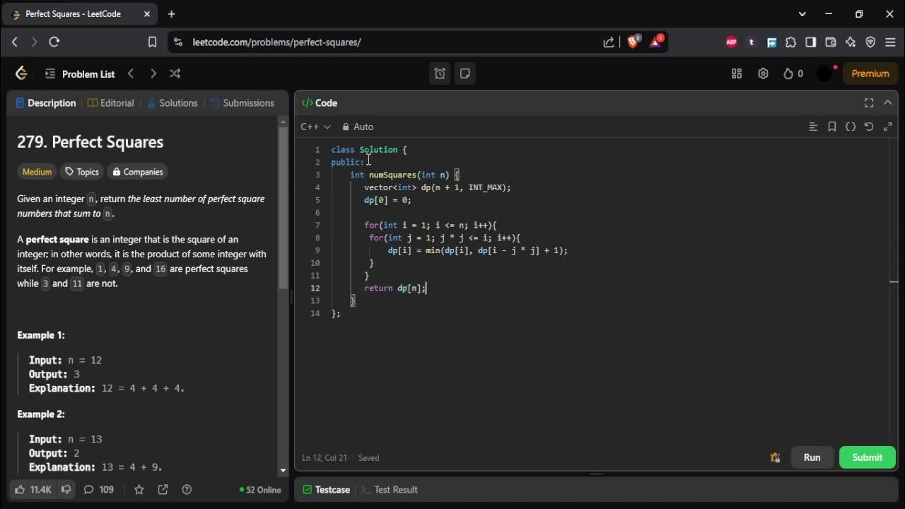 برمجهleetcode-279 - YouTube