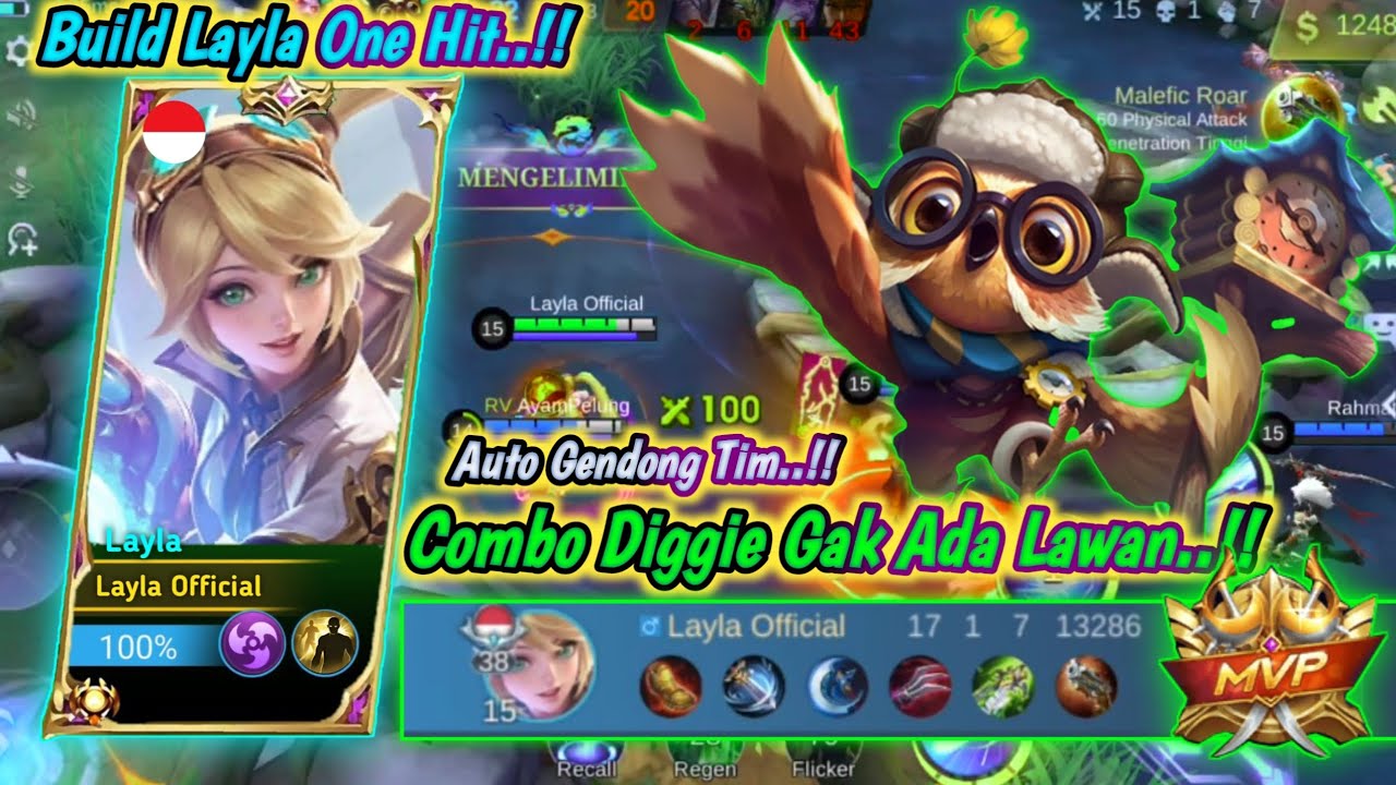 BUILD LAYLA ONE HIT | COMBO DIGGIE GAK ADA LAWAN | GAMEPLAY LAYLA ...