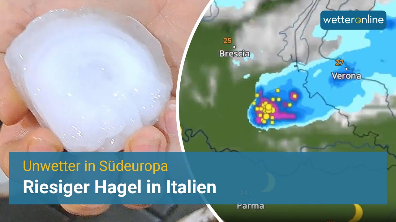 Faustgroßer Hagel in Italien - YouTube