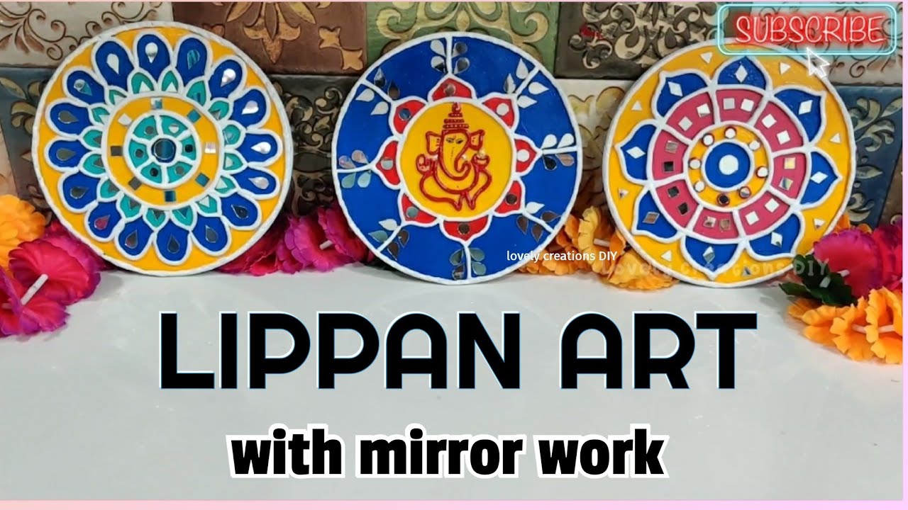 Lippan art set of 3 with mirror work #lippanartsetof3 #lippanwalldecor ...