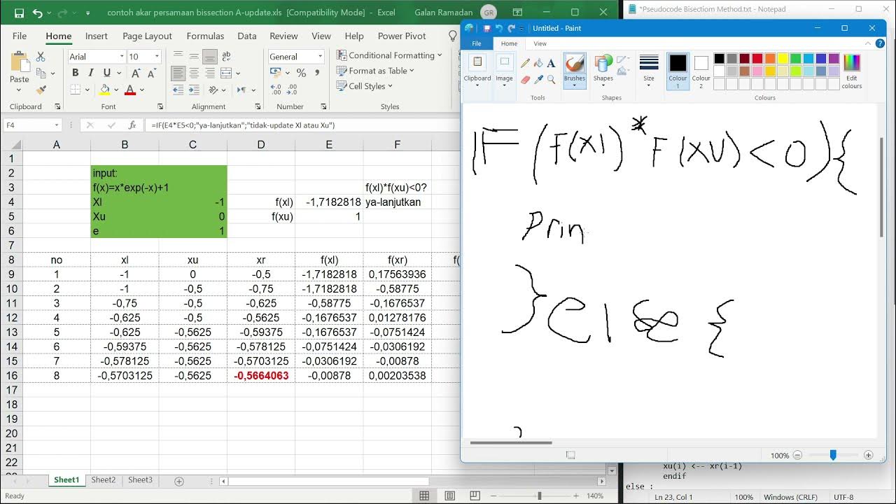Penjelasan Pseudocode Bisection Method - Tugas Numerical Method 1 - YouTube