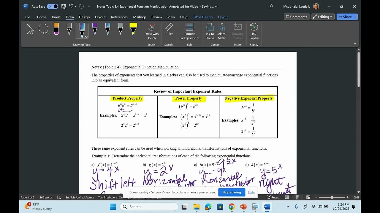 2.4 Exponential Function Manipulation - YouTube