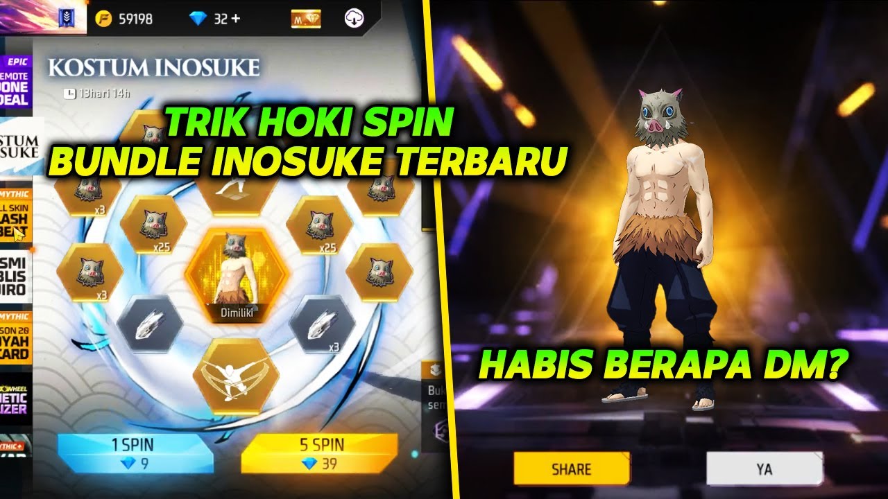 TRIK HOKI SPIN BUNDLE INOSUKE TERBARU FF !! CARA MENDAPATKAN BUNDLE ...