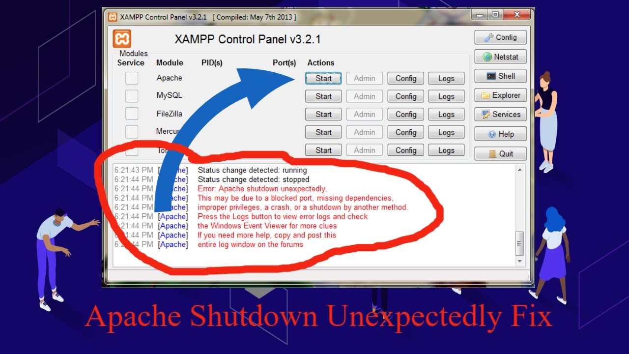 How To Fix Xampp Apache Shutdown Unexpectedly Xampp Apache Not Starting Youtube